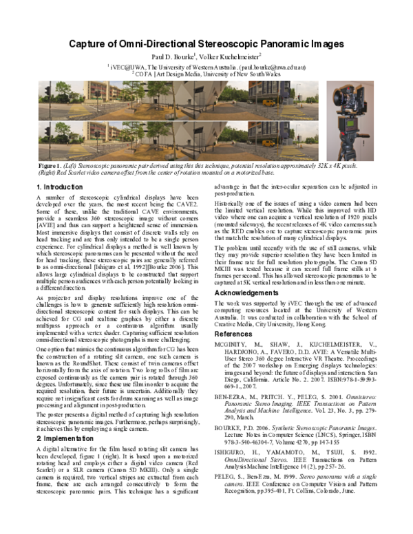 (PDF) Capture of omni-directional stereoscopic panoramic images
