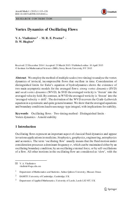 (PDF) Vortex Dynamics of Oscillating Flows