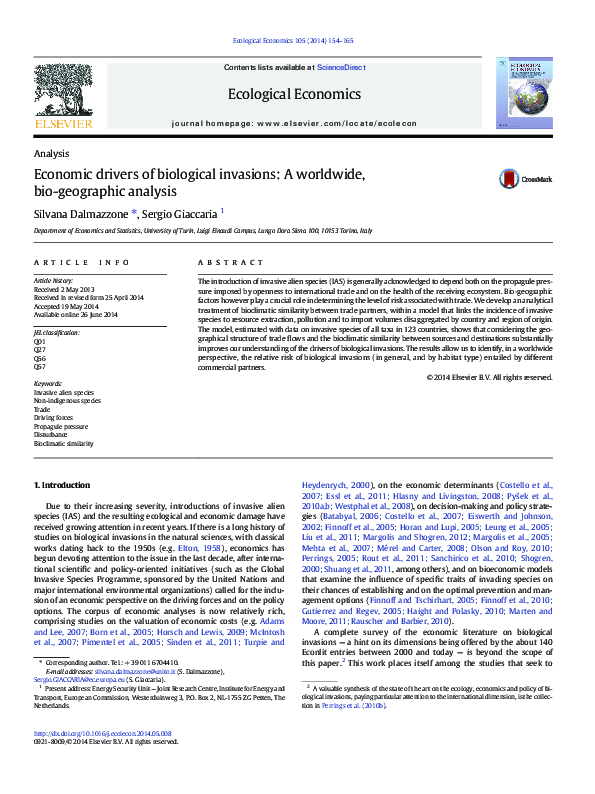 (PDF) Economic drivers of biological invasions: A worldwide, bio ...