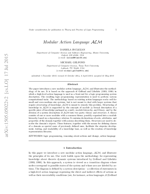 (PDF) Modular action language