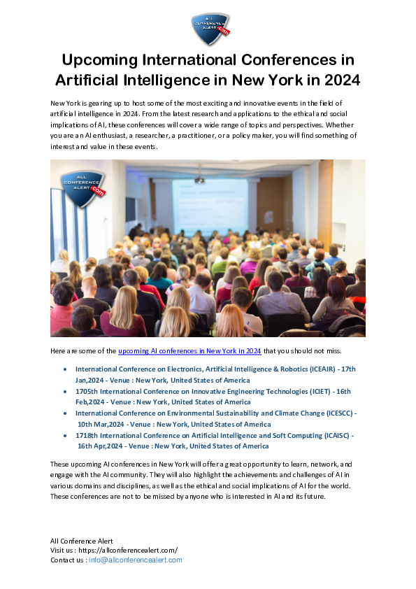 (PDF) Upcoming International Conferences in Artificial Intelligence in ...