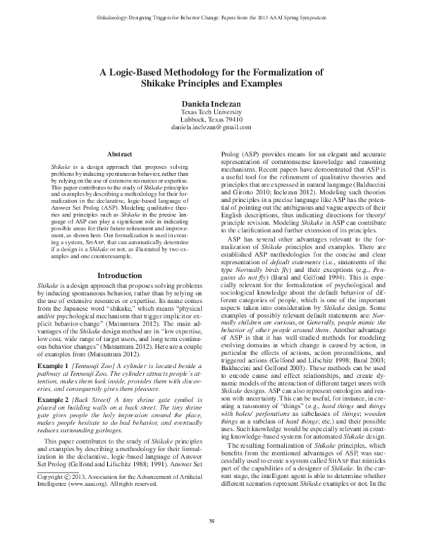 (PDF) A Logic-Based Methodology for the Formalization of Shikake Principles and Examples