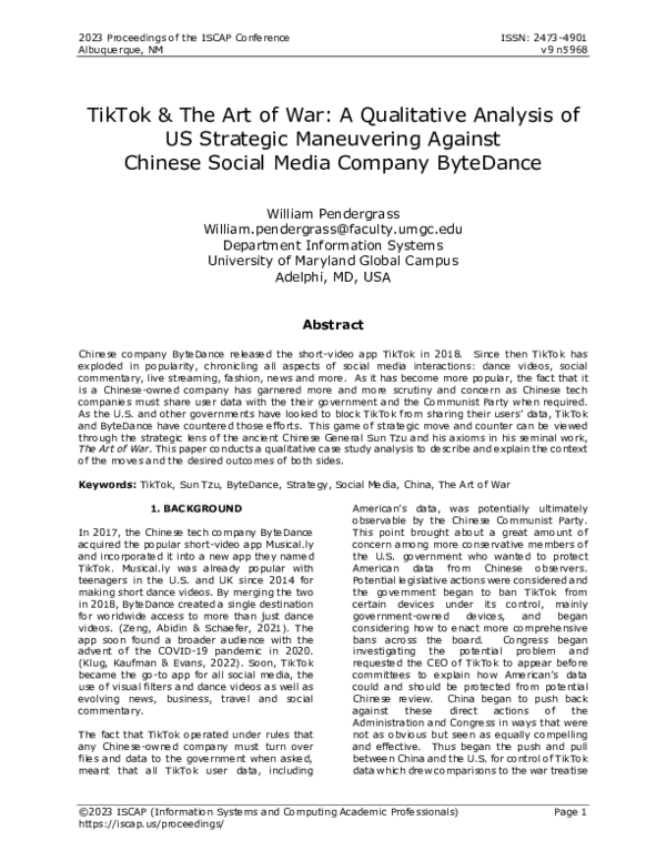 (PDF) TikTok & The Art of War: A Qualitative Analysis of US Strategic ...