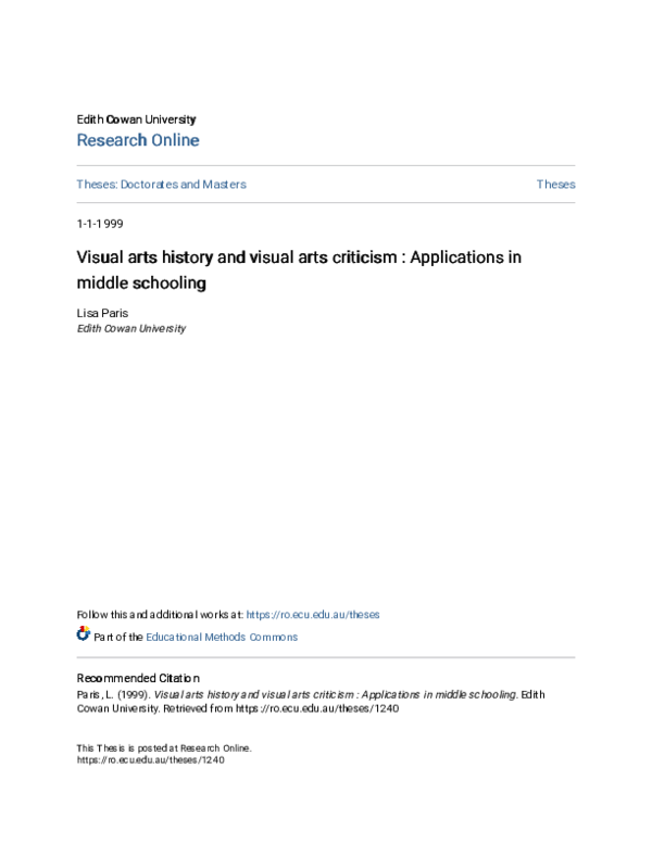 (PDF) Visual arts history and visual arts criticism : Applications in ...