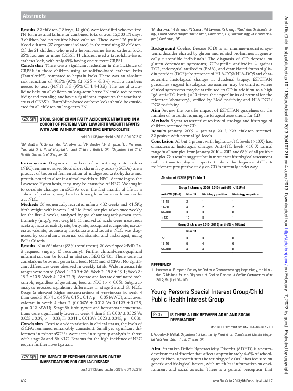 (PDF) G206(P) The Impact of ESPGHAN Guidelines on the Investigations ...