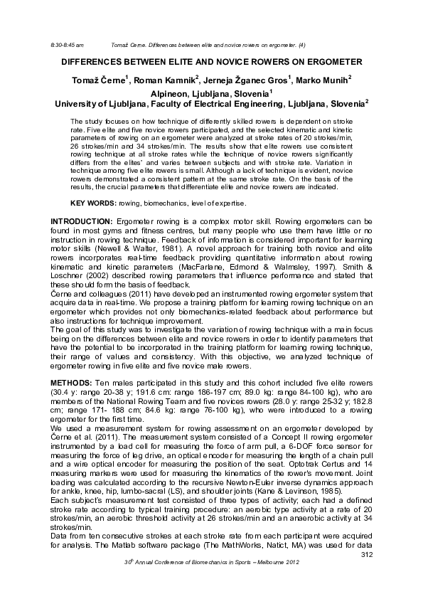 (PDF) Differences between elite and novice rowers on ergometer