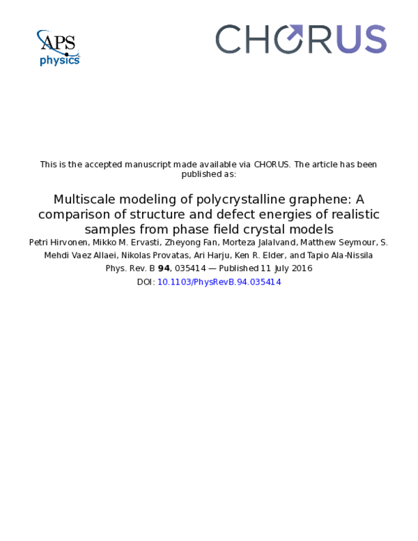 (PDF) Multiscale modeling of polycrystalline graphene: A comparison of ...