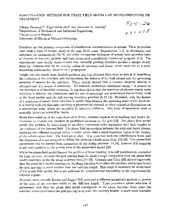 (PDF) Adaptive-Grid Methods for Phase Field Models of Microstructure Development