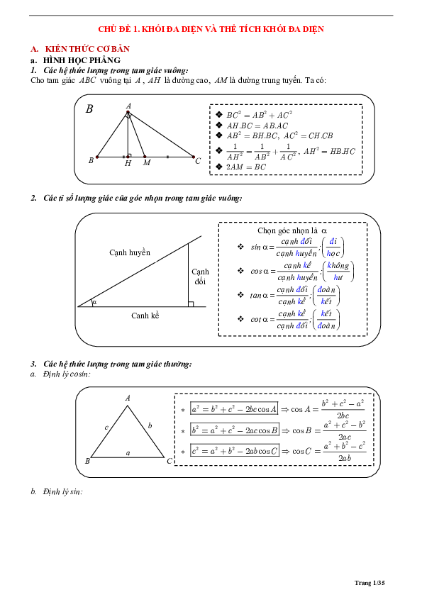 (PDF) Tom tat ly thuyet va bai tap trac nghiem khoi da dien va the tich khoi da dien (1)