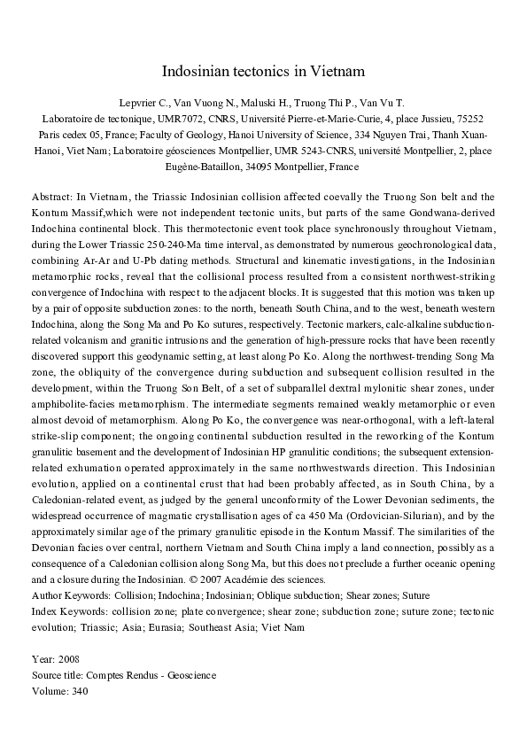 (PDF) Indosinian tectonics in Vietnam