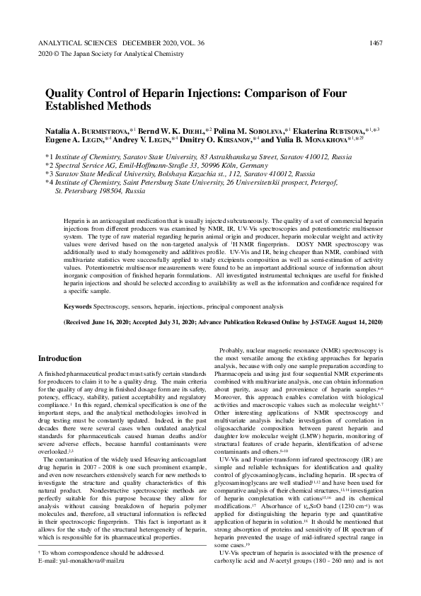 (PDF) Quality Control of Heparin Injections: Comparison of Four ...