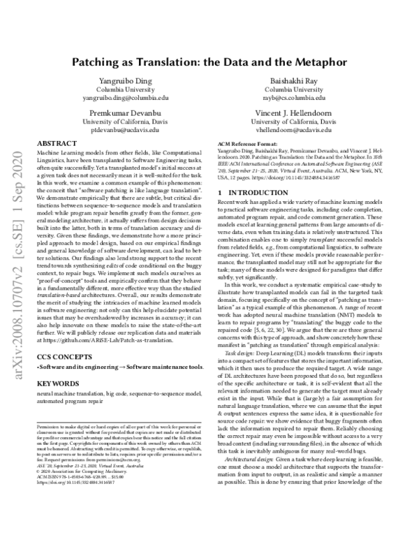 (PDF) Patching as translation