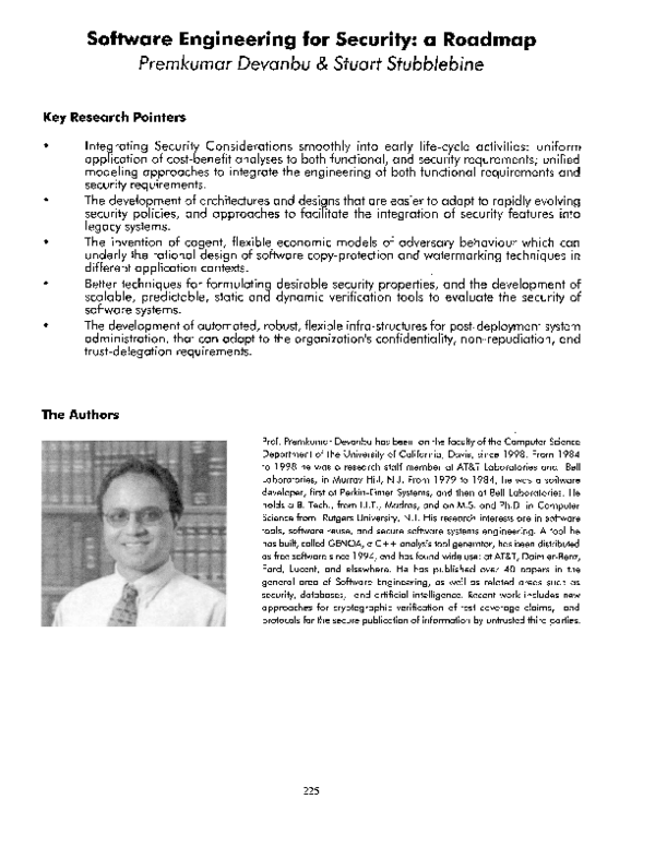 (PDF) Software engineering for security