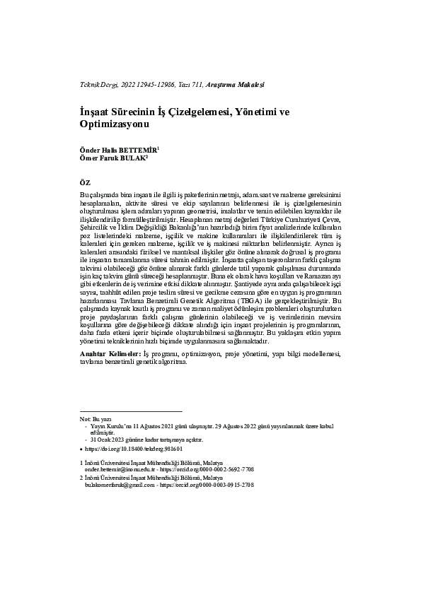 Pdf Scheduling Management And Optimization Of Construction Process