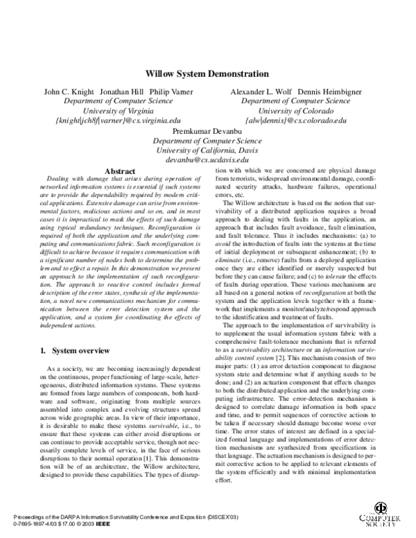 (PDF) Willow system demonstration