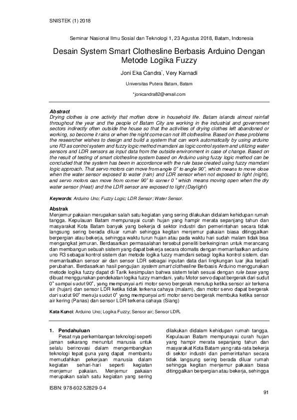 (PDF) Desain System Smart Clothesline Berbasis Arduino Dengan Metode ...