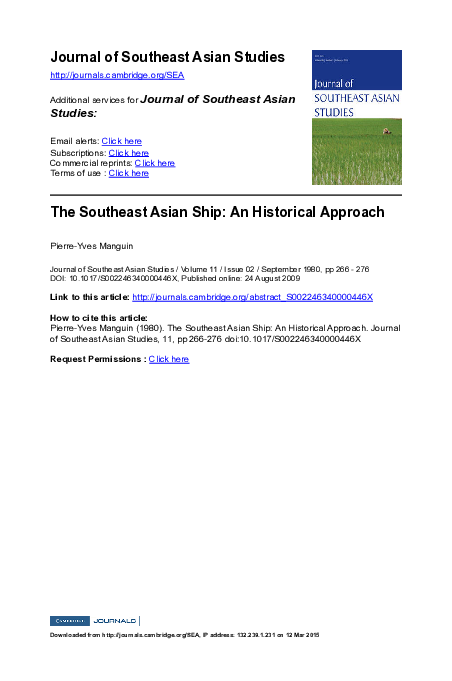 (PDF) The Southeast Asian Ship: An Historical Approach