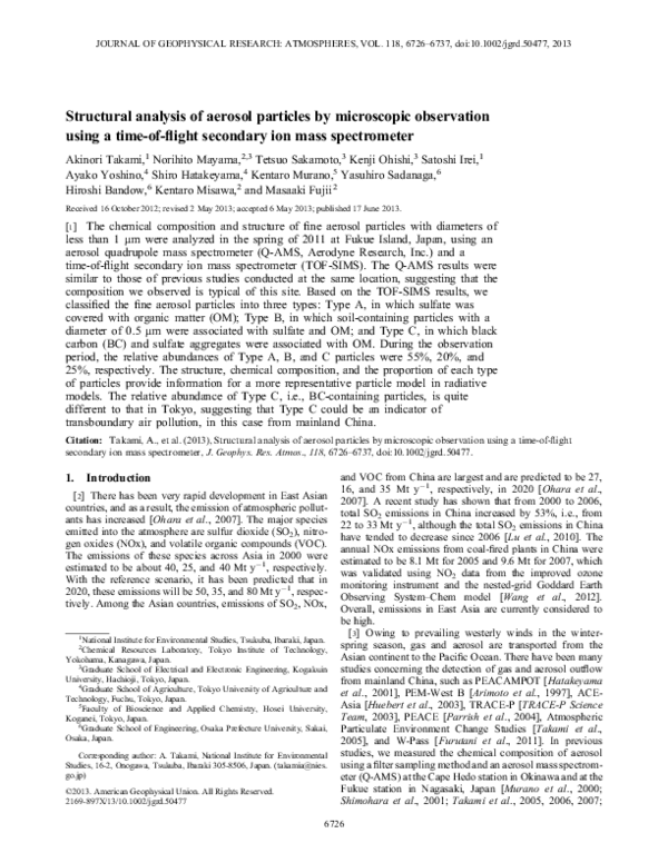 (PDF) Structural analysis of aerosol particles by microscopic observation using a time-of-flight ...