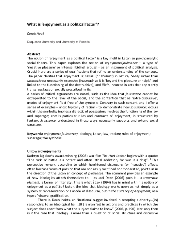 (PDF) What Is “Enjoyment as a Political Factor”?