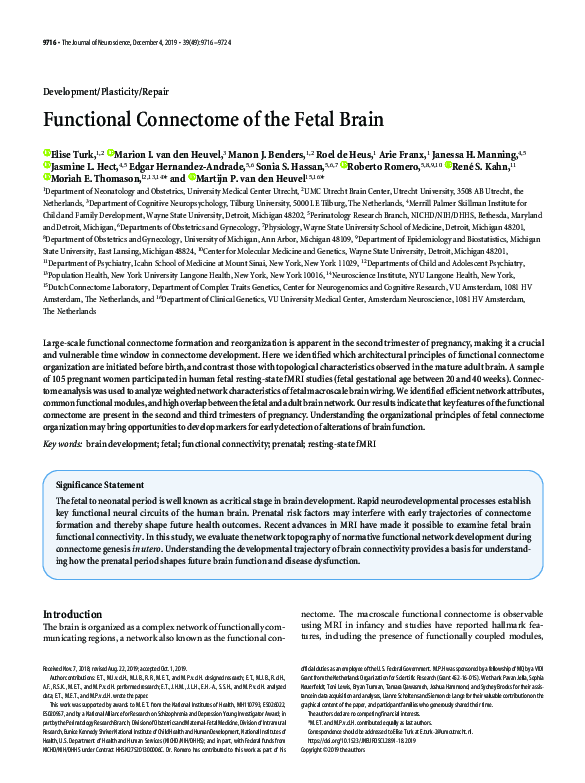 Pdf Functional Connectome Of The Fetal Brain Jasmine Hect