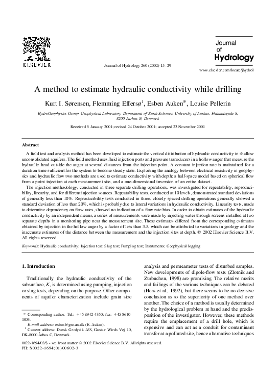 (PDF) Estimating Hydraulic Conductivity During Drilling Operations