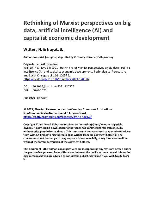 (PDF) Rethinking of Marxist perspectives on big data, artificial intelligence (AI) and ...