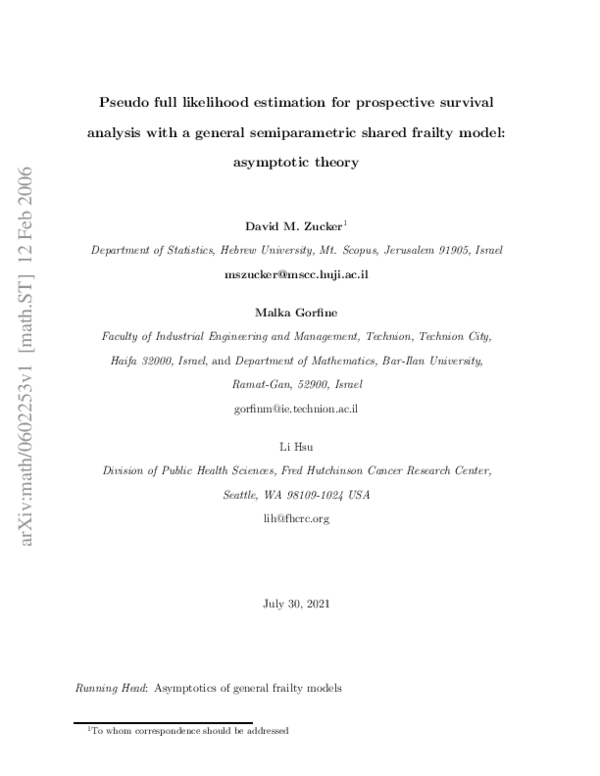 (PDF) Pseudo-full likelihood estimation for prospective survival ...