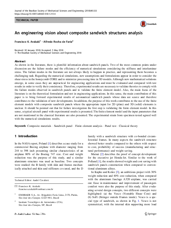(PDF) An engineering vision about composite sandwich structures analysis