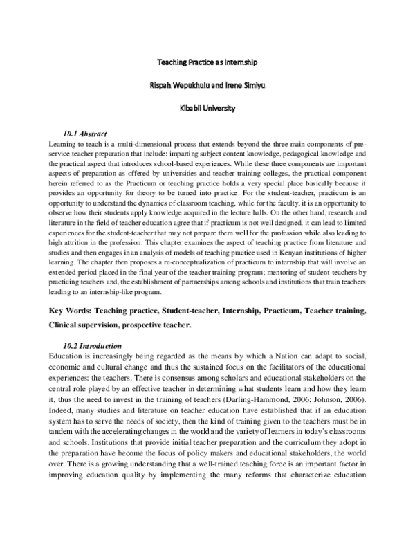 (PDF) Teaching practice as internship
