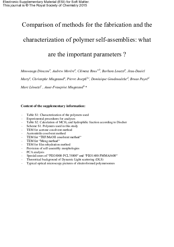 (PDF) Comparison of methods for the fabrication and the ...