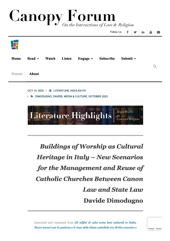 (PDF) Buildings of Worship as Cultural Heritage in Italy – New ...