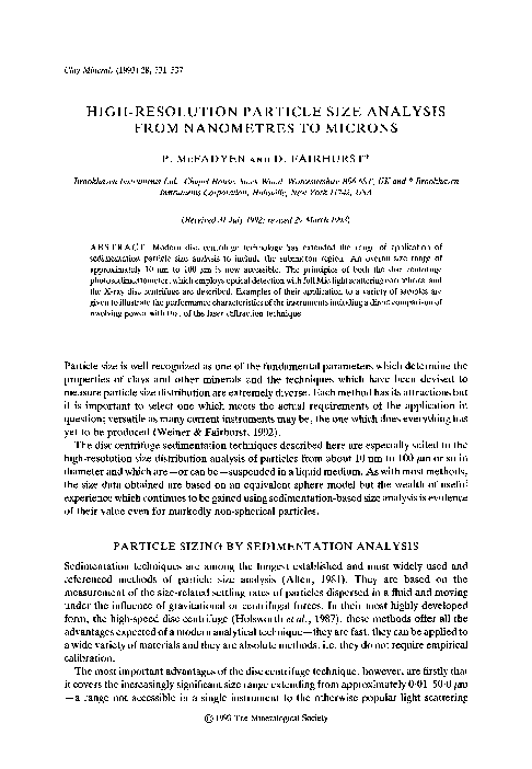 (PDF) High-Resolution Particle Size Analysis from Nanometres to Microns