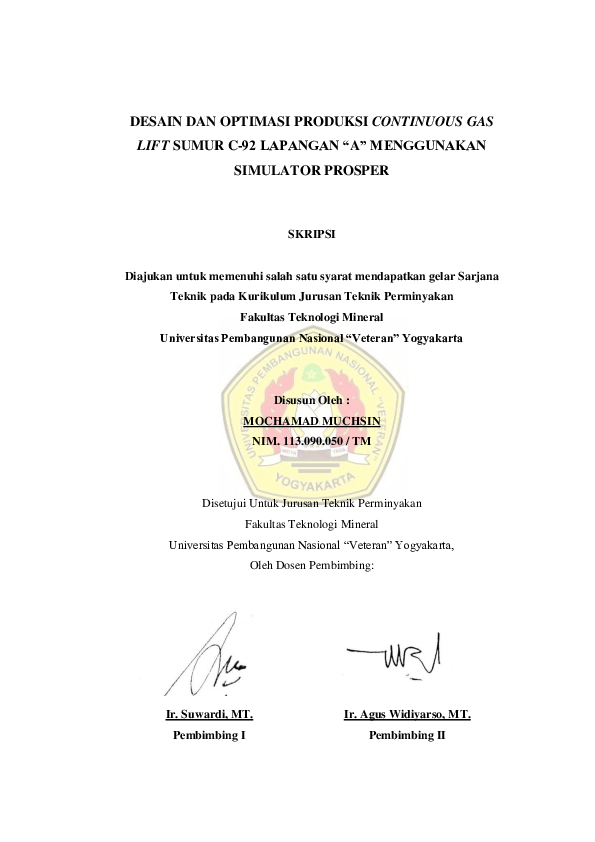 (PDF) Desain Dan Optimasi Produksi Continuous Gas Lift Sumur C-92 ...
