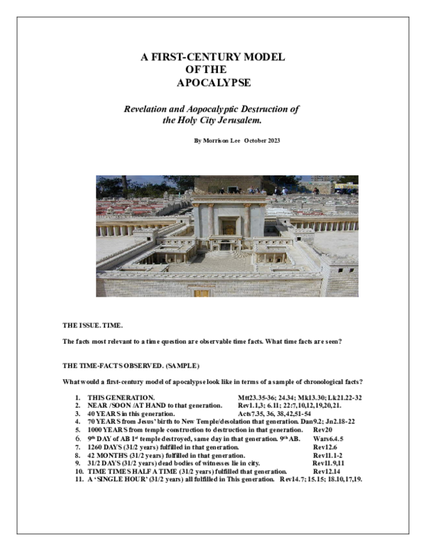 A FIRST-CENTURY MODEL OF THE APOCALYPSE