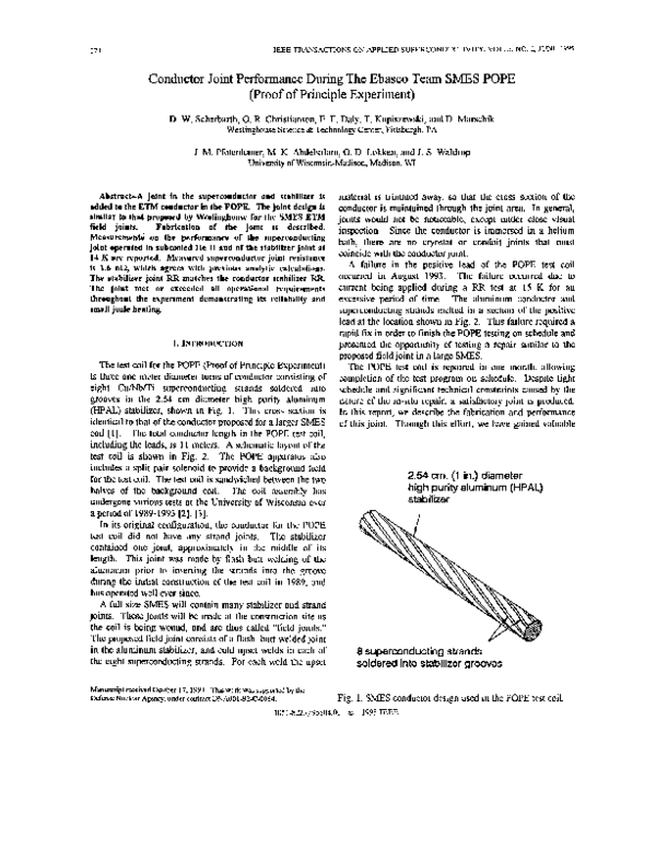 (PDF) Conductor joint performance during the Ebasco team SMES POPE ...