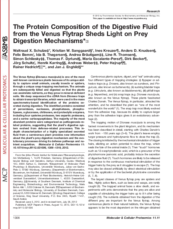 (PDF) The Protein Composition of the Digestive Fluid from the Venus ...