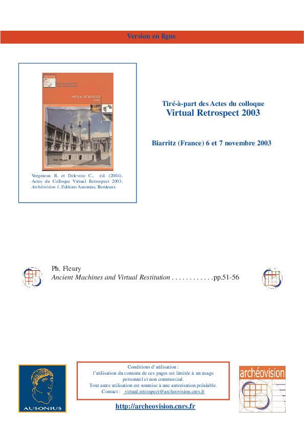 (PDF) Machines antiques et reconstitution virtuelle | Philippe Fleury ...