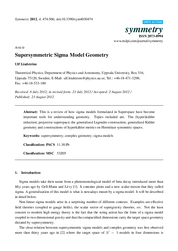 (PDF) Supersymmetric Sigma Model Geometry