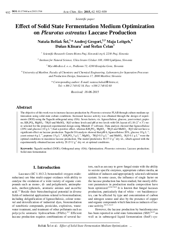 (PDF) Effect of Solid State Fermentation Medium Optimization on ...