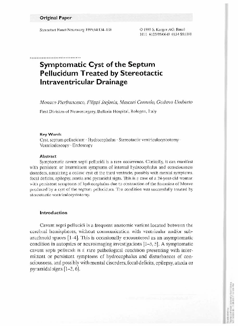 (PDF) Symptomatic Cyst of the Septum Pellucidum Treated by Stereotactic ...