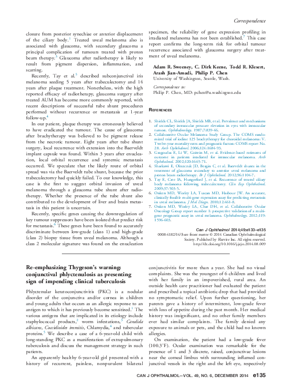 (PDF) Conjunctival Phlyctenulosis as Tuberculosis Indicator: A Review