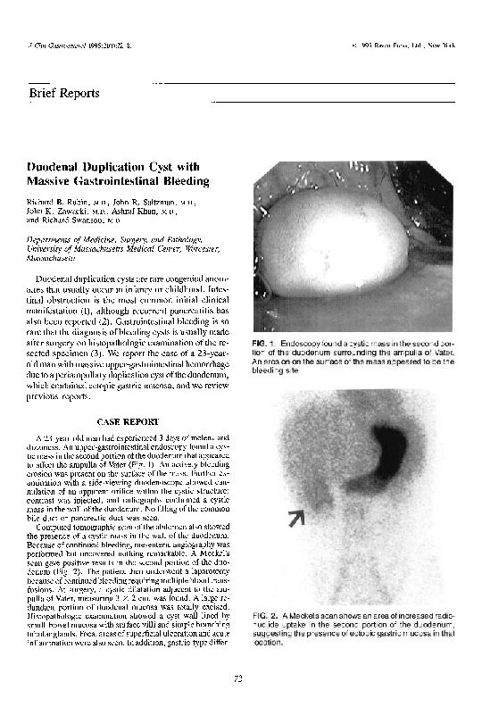 (PDF) Duodenal Duplication Cyst with Massive Gastrointestinal Bleeding