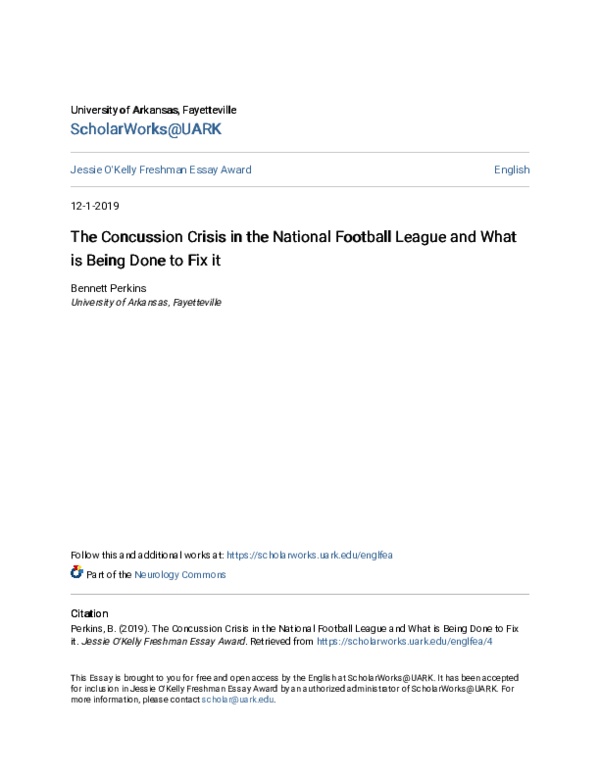(PDF) The Concussion Crisis in the National Football League and What is ...
