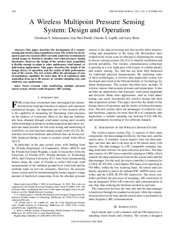 (PDF) A wireless multipoint pressure sensing system: design and operation