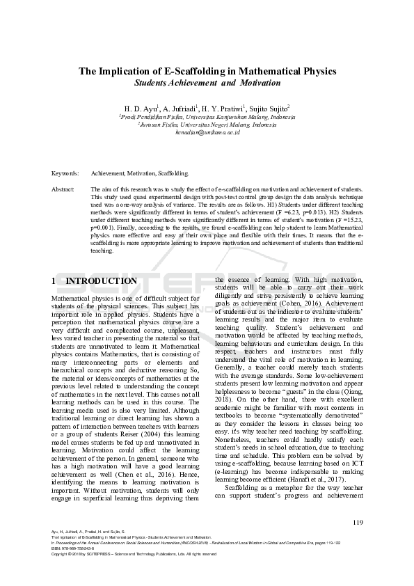 (PDF) The Implication of E-Scaffolding in Mathematical Physics ...