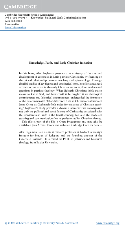(PDF) Knowledge, Faith, and Early Christian Initiation (open access)