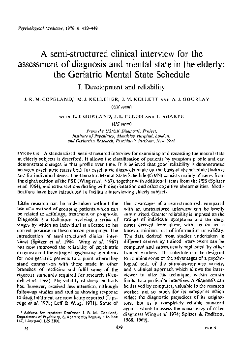 (PDF) A semi-structured clinical interview for the assessment of ...