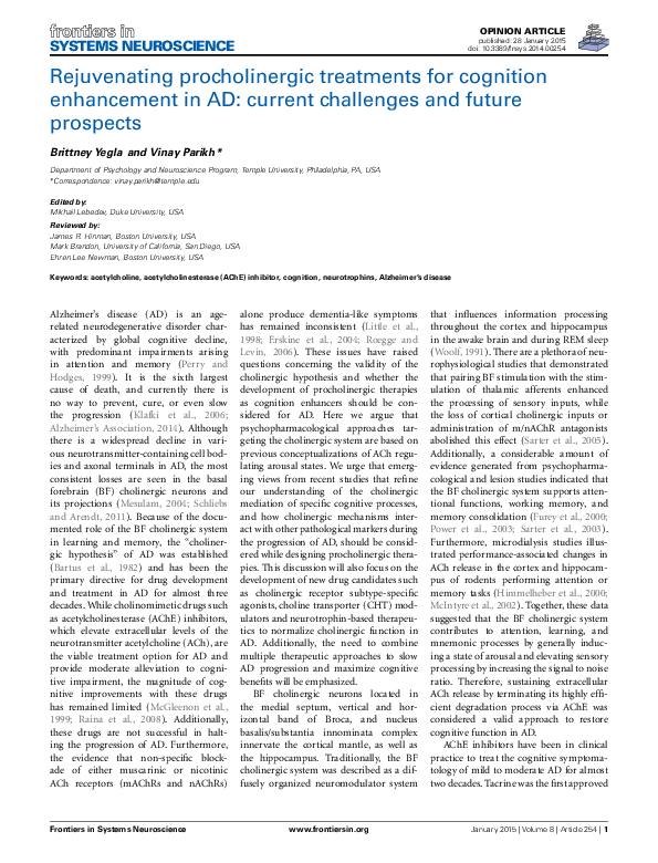 (PDF) Rejuvenating procholinergic treatments for cognition enhancement ...