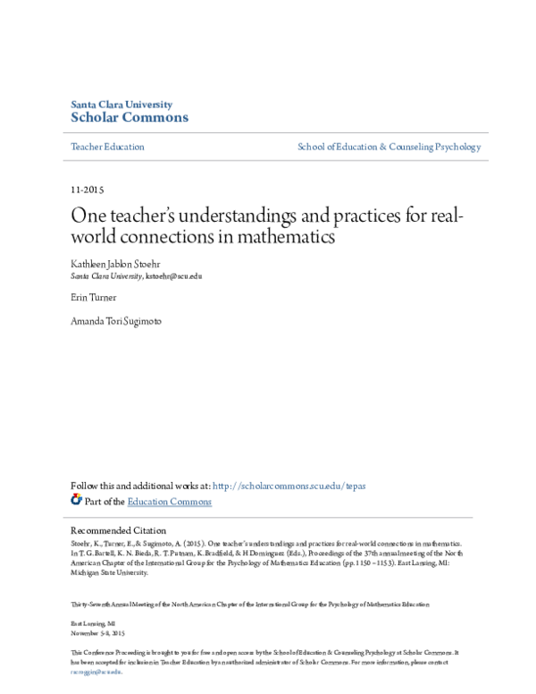 (PDF) One teacher’s understandings and practices for real-world ...