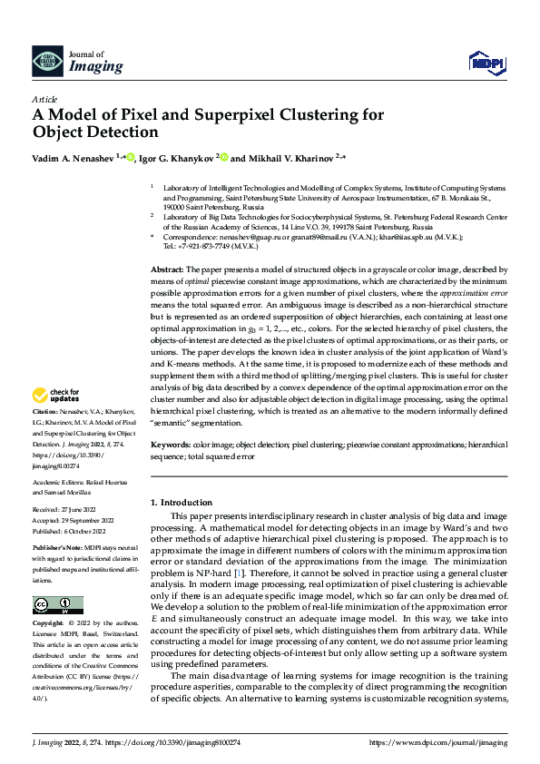 Pdf A Model Of Pixel And Superpixel Clustering For Object Detection